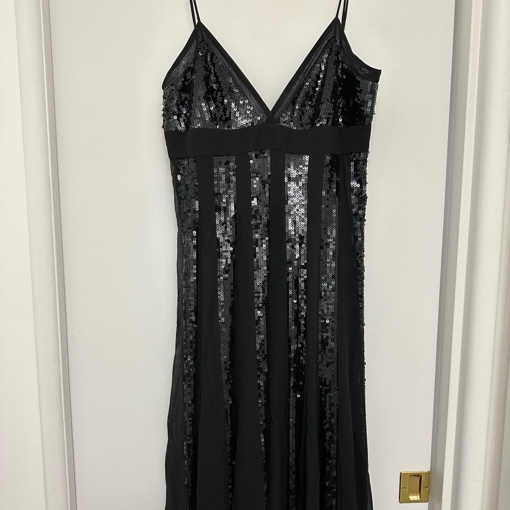 Long Black Gown With Sequin Panels. Bcbg Max Azria. S… - Gem